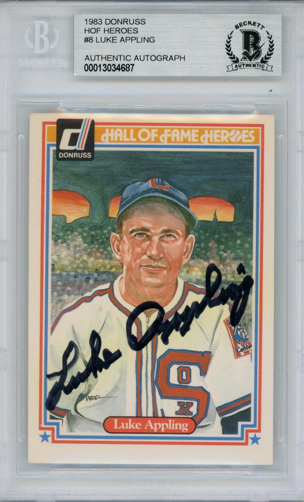 Luke Appling Autographed 1983 Donruss HOF Heroes #8 Card Beckett Slab ...