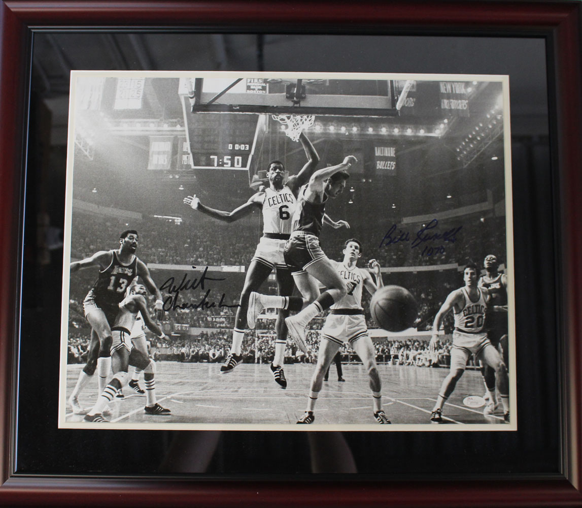 Wilt Chamberlain & Bill Russell Autographed Framed 16×20 Photo JSA LOA ...