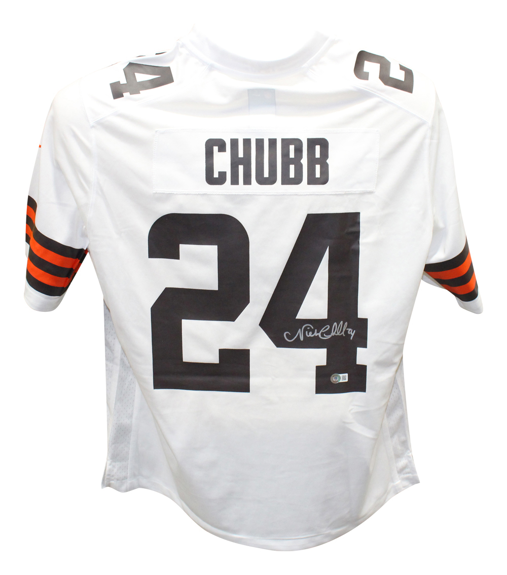 Nick Chubb Signed Cleveland Brown Nike White Sz XL Jersey Beckett – Denver Autographs