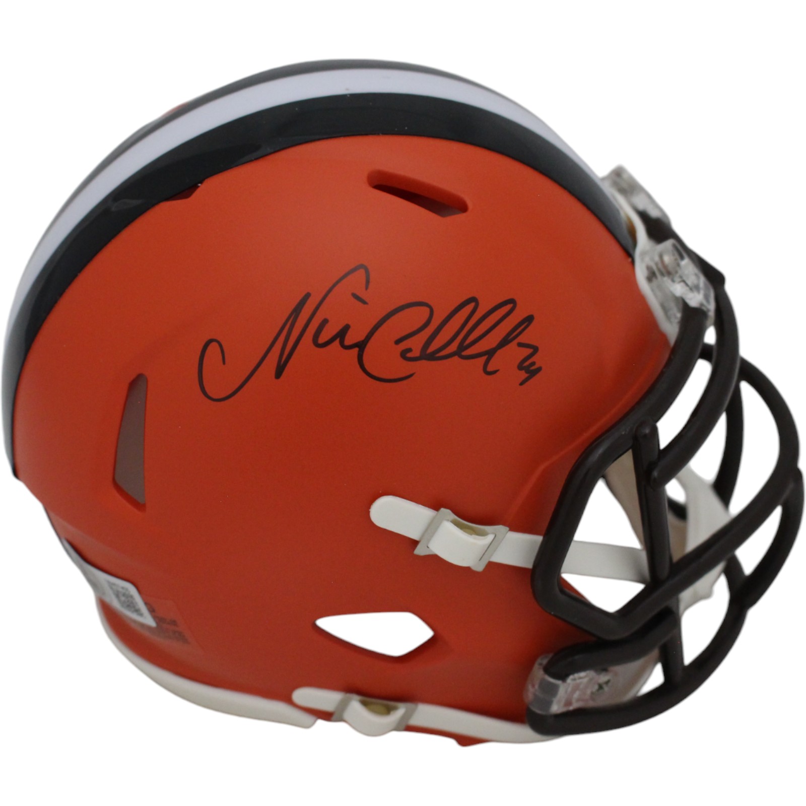 Nick Chubb Autographed/Signed Cleveland Browns Mini Helmet Beckett ...