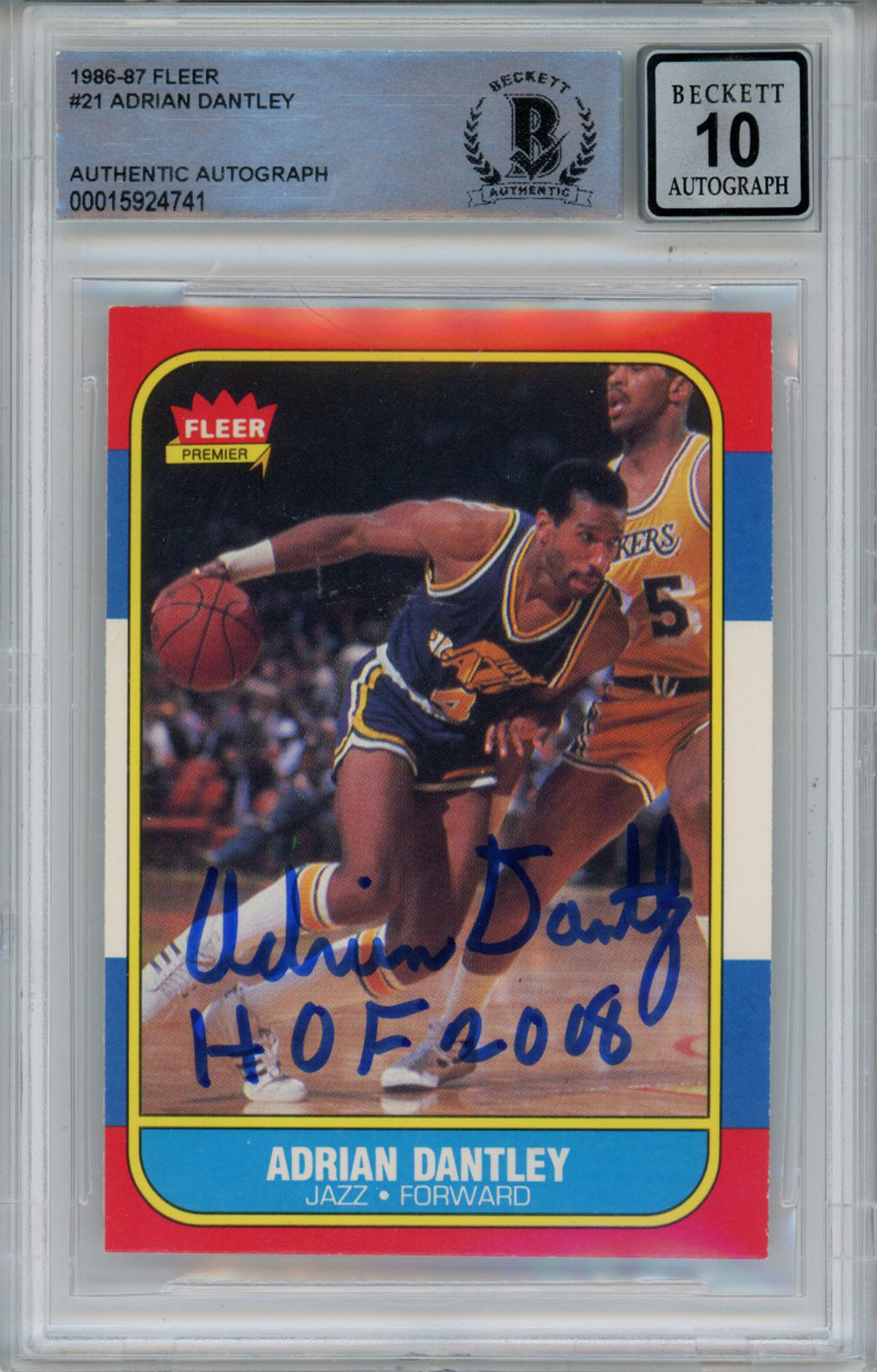 Adrian Dantley Signed 1986-87 Fleer #21 Trading Card w/HOF Beckett 10 ...