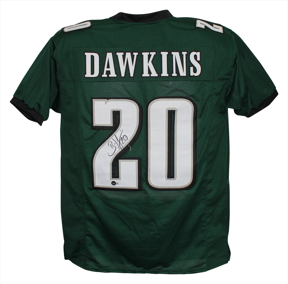 Brian Dawkins Autographed/Signed Pro Style Green XL Jersey Beckett ...