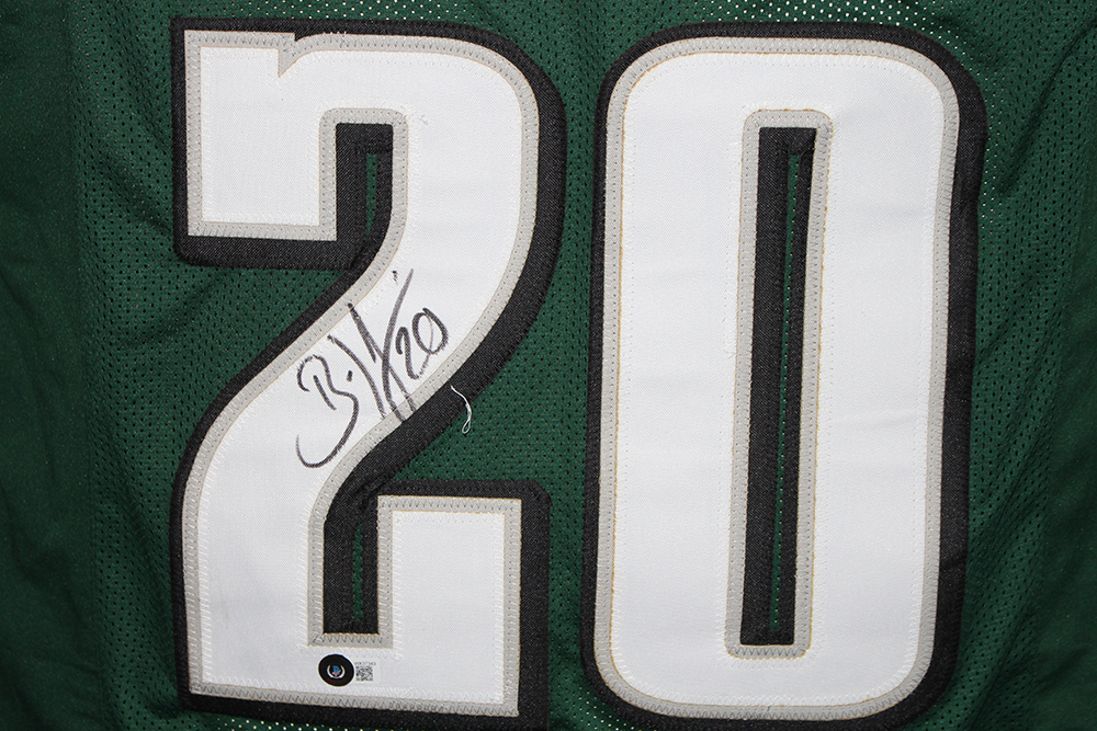 Brian Dawkins Autographed/Signed Pro Style Green XL Jersey Beckett ...