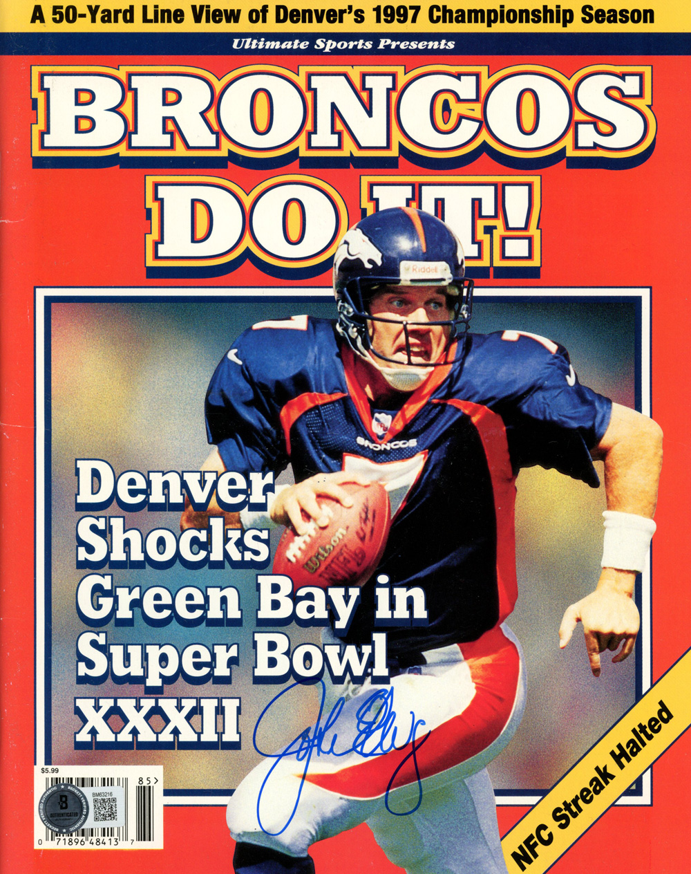 John Elway Signed Denver Broncos Ultimate Sports Magazine BAS 46375 ...