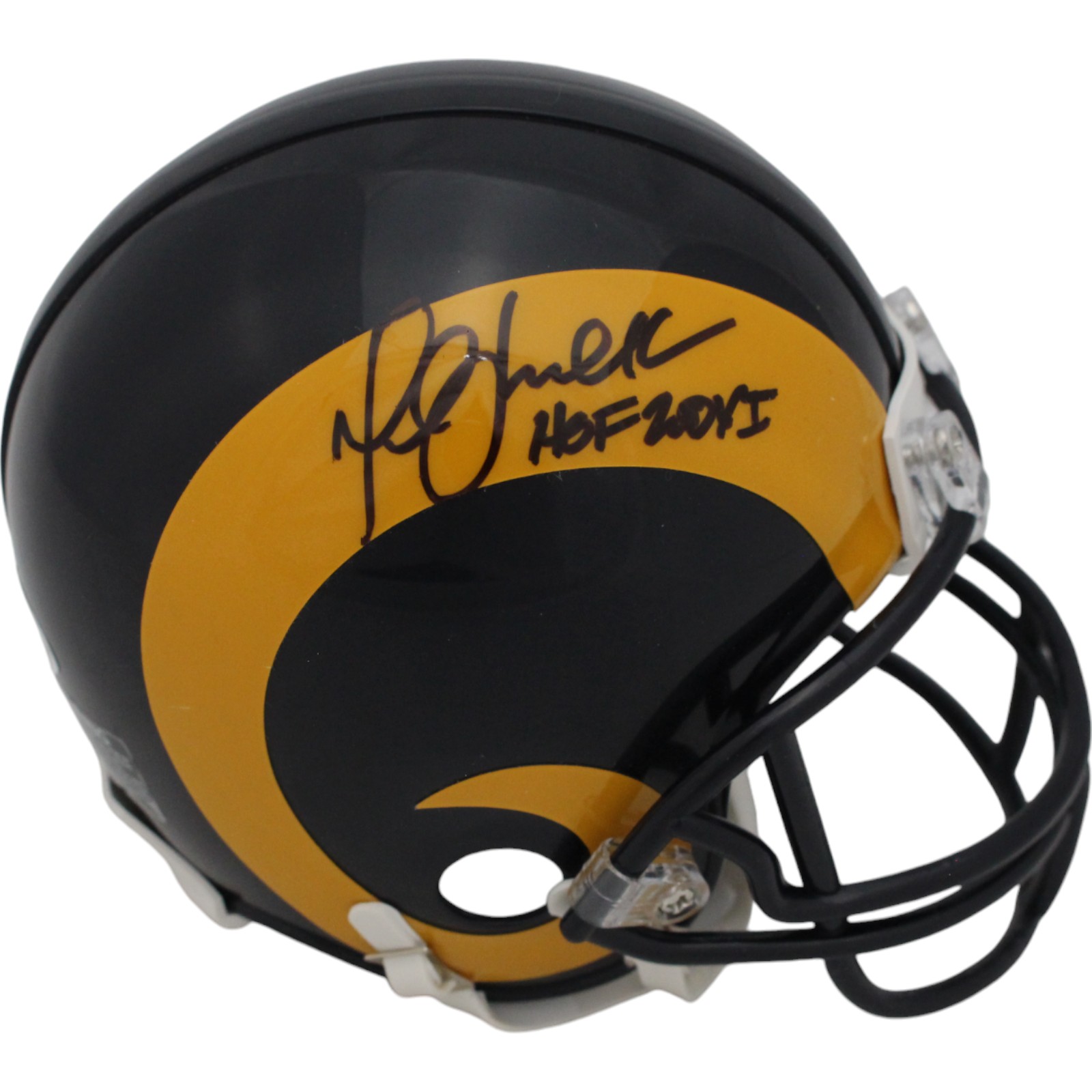 Marshall Faulk Autographed St Louis Rams VSR4 Mini Helmet HOF Beckett ...