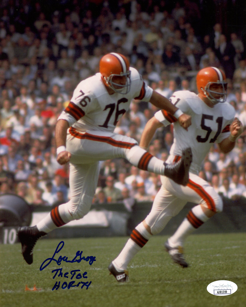 Lou Groza Signed Cleveland Browns 8×10 Photo The Toe & HOF JSA 48250 ...