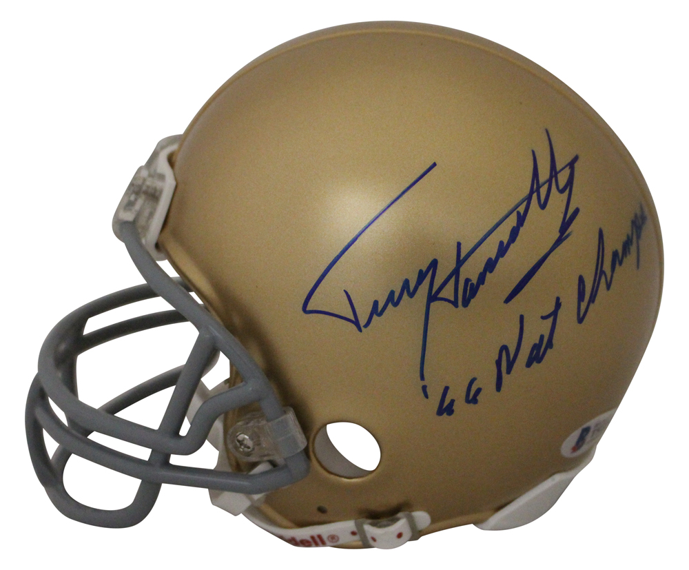 Terry Hanratty Signed Notre Dame Fighting Irish Mini Helmet Champs BAS ...