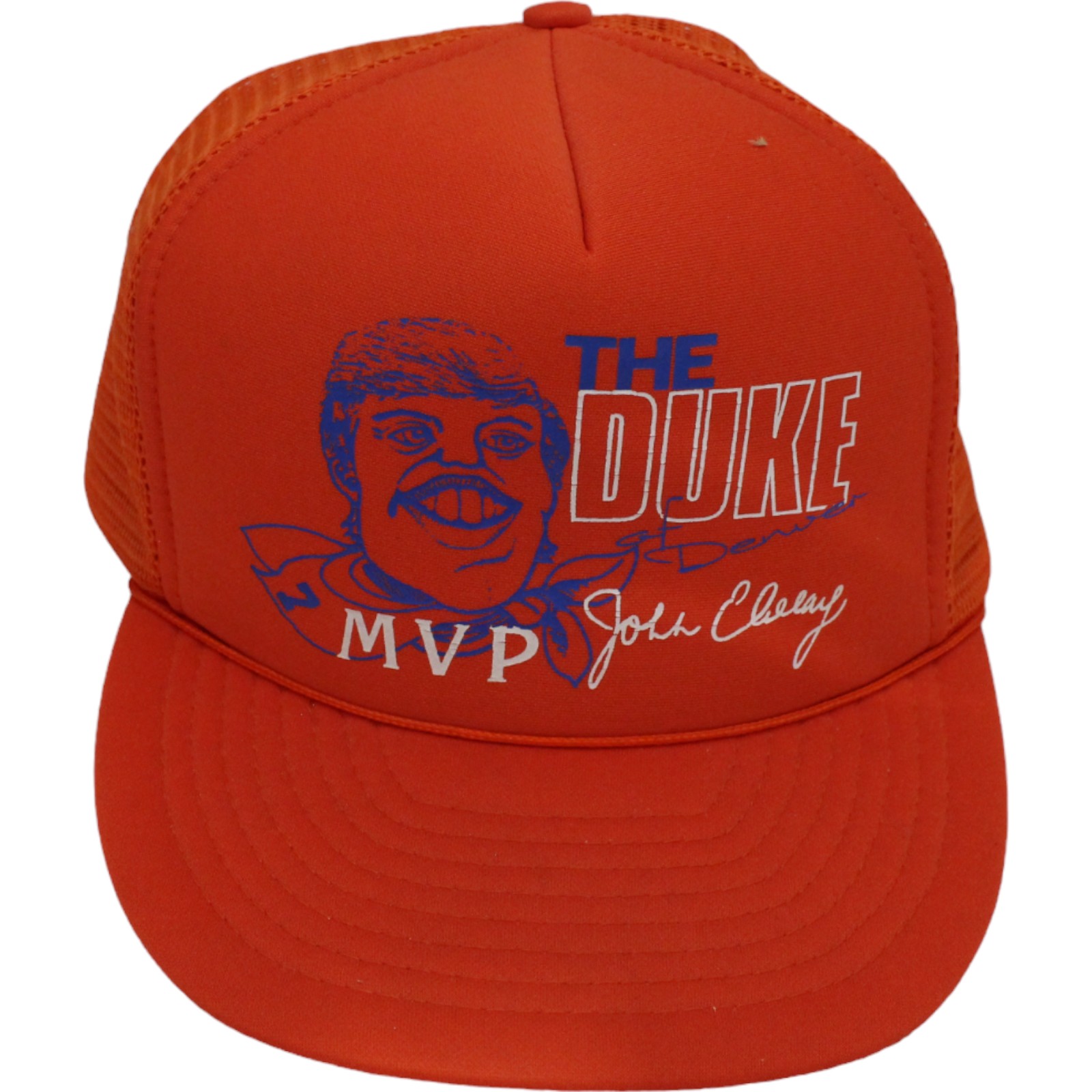 John Elway Denver Broncos Duke Of Denver Orange Vintage Hat Cap 45831 – Denver Autographs