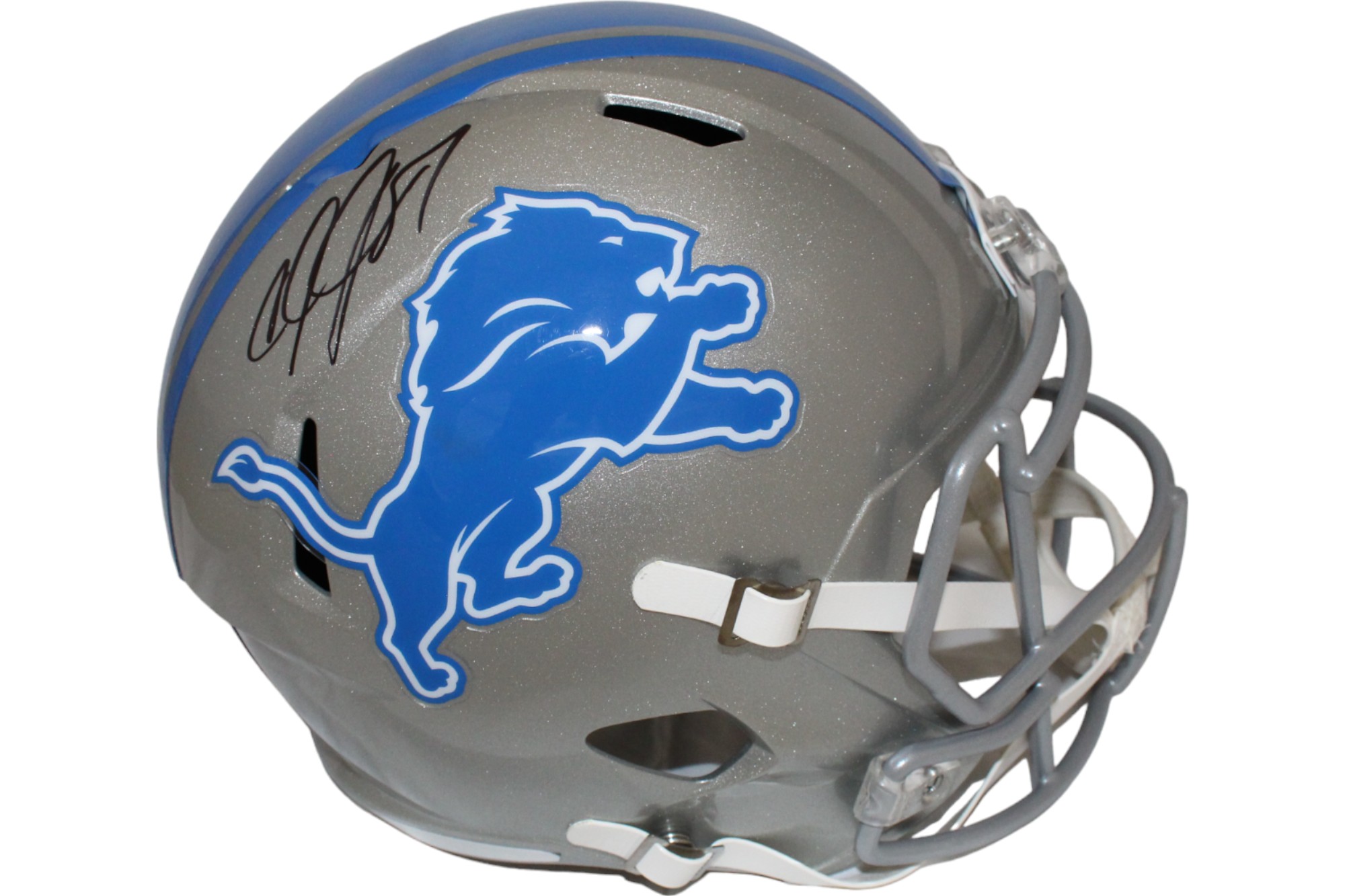 Calvin Johnson Autographed/Signed Detroit Lions Mini Helmet Beckett ...