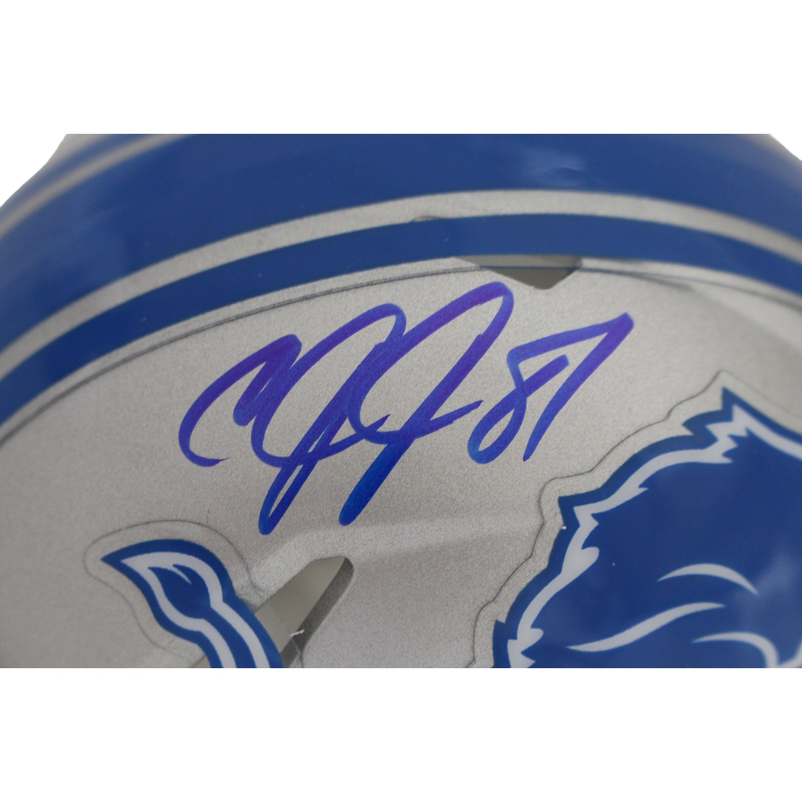Calvin Johnson Autographed/Signed Detroit Lions Mini Helmet Beckett ...