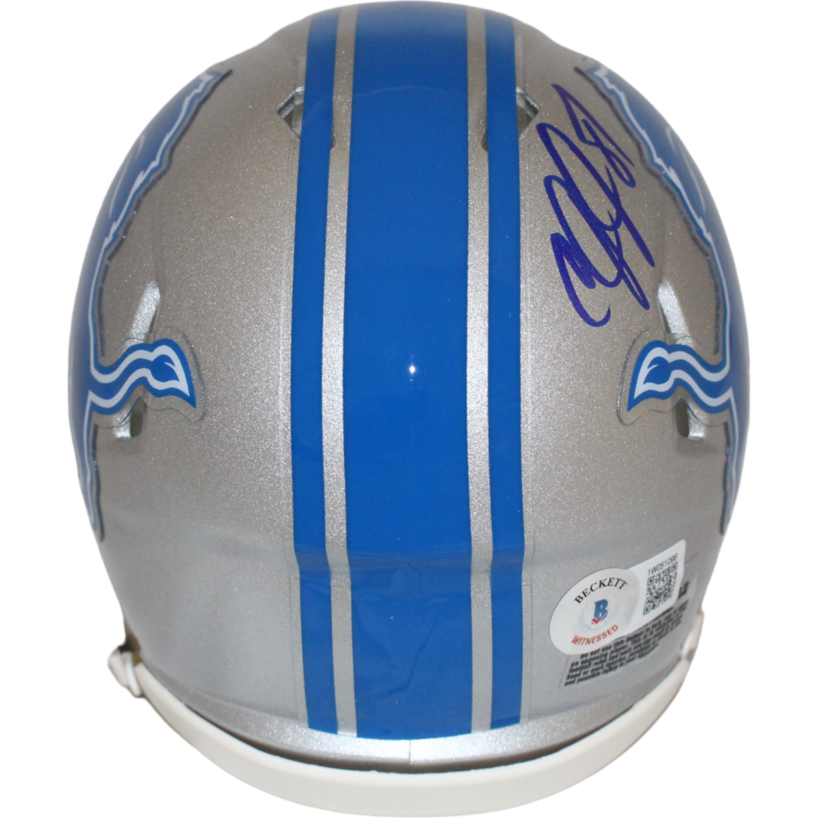 Calvin Johnson Autographed/Signed Detroit Lions Mini Helmet Beckett ...