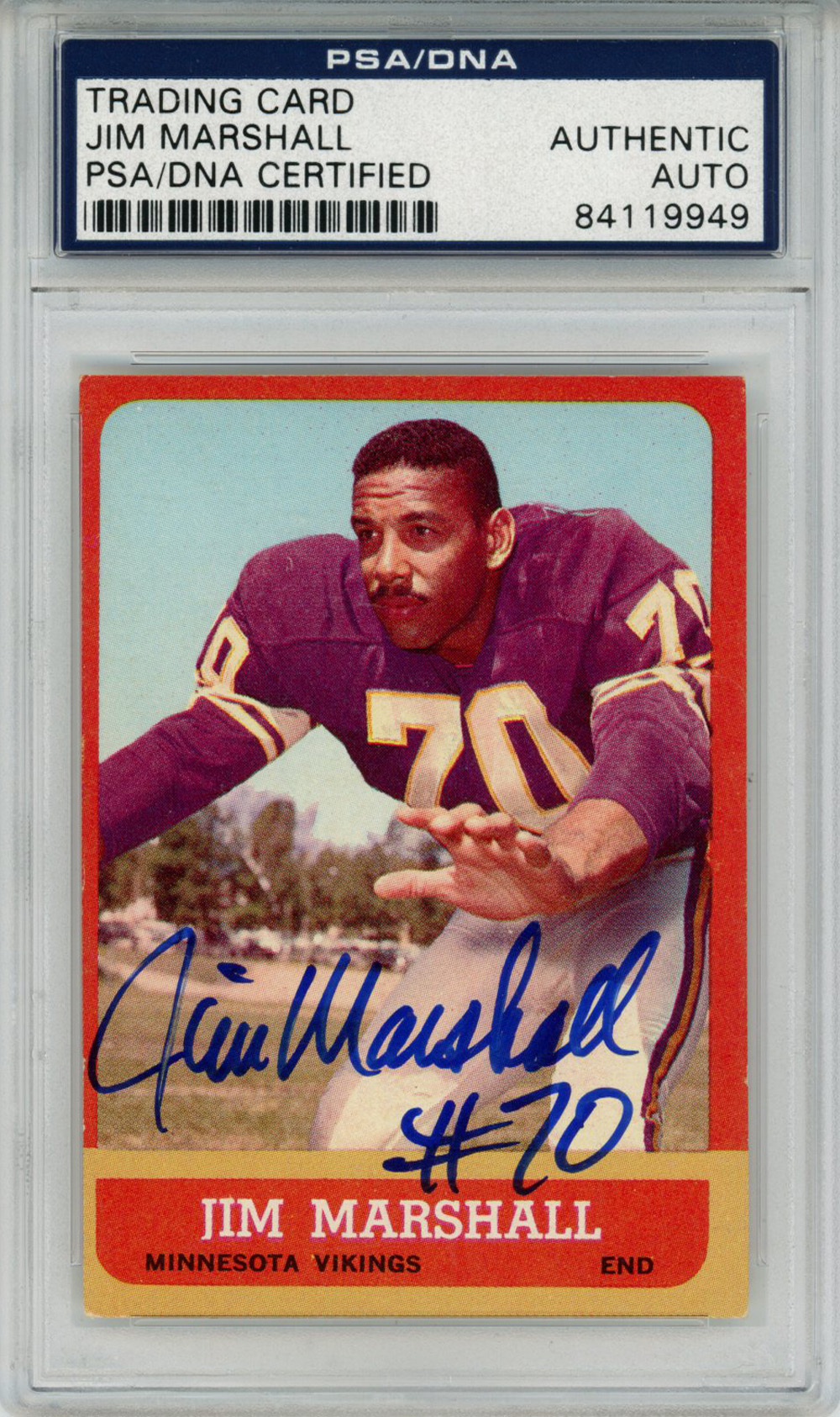 Jim Marshall Autographed 1963 Topps #107 Trading Card PSA Slab – Denver ...