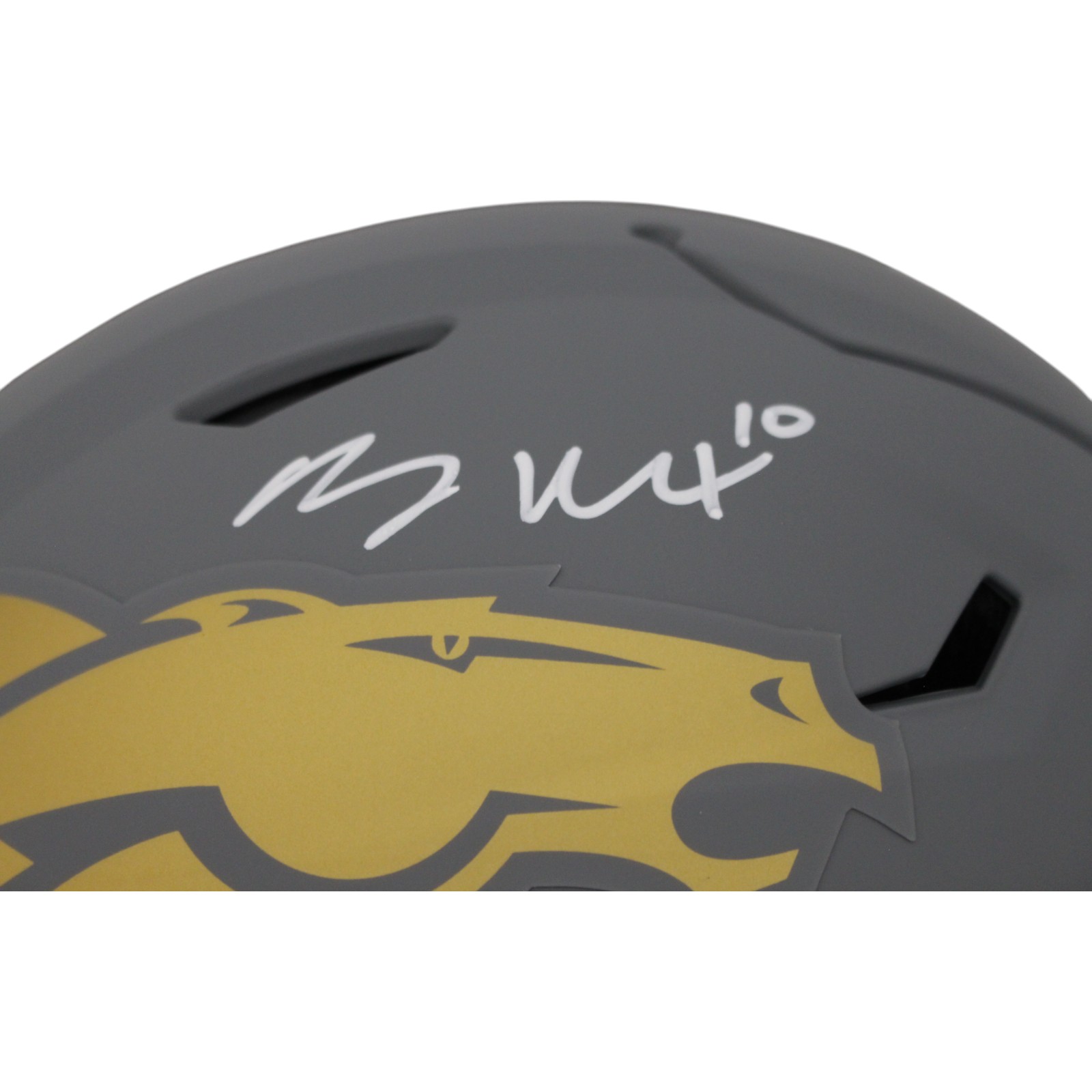 Bo Nix Autographed/Signed Denver Broncos Slate SpeedFlex Helmet Beckett ...