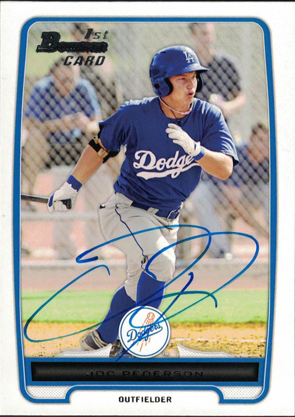 Joc Pederson Autographed Los Angeles Dodgers 2012 Bowman Rookie Card ...