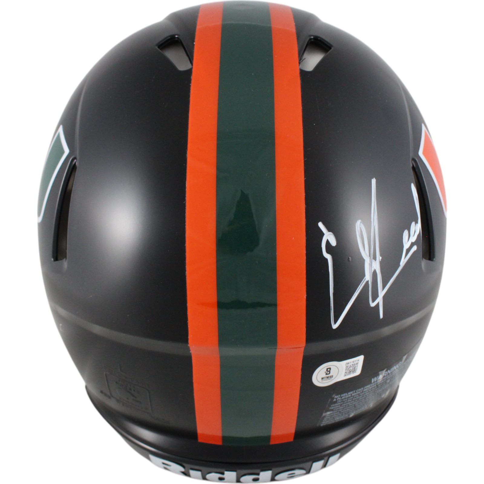 Ed Reed Autographed Miami Hurricanes Alt Nights Pro Helmet Beckett ...