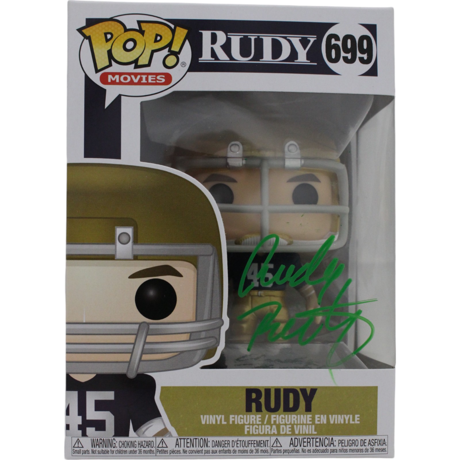 Rudy Ruettiger Autographed/Signed Notre Dame Funko Pop! 699 Beckett ...