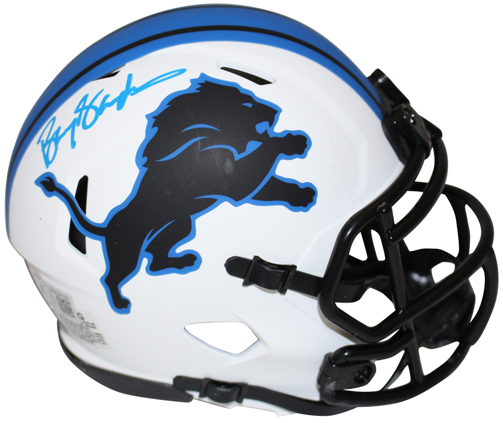 Barry Sanders Autographed/Signed Detroit Lions Lunar Mini Helmet ...