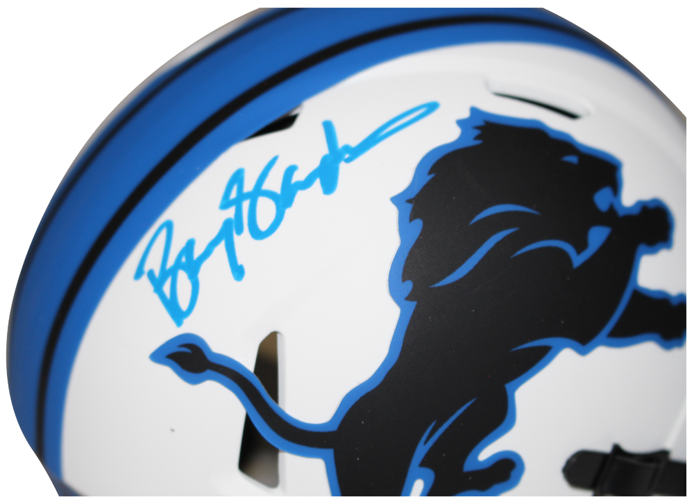 Barry Sanders Autographed/Signed Detroit Lions Lunar Mini Helmet ...