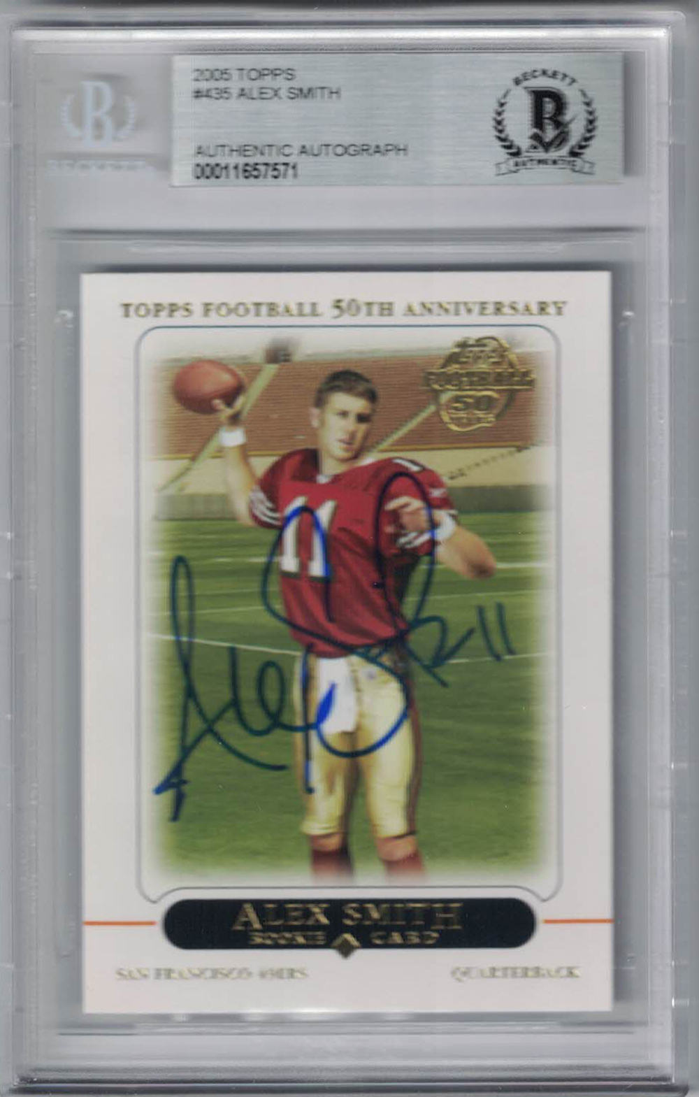 Alex Smith Autographed/Signed San Francisco 49ers 2005 Topps Card BAS ...