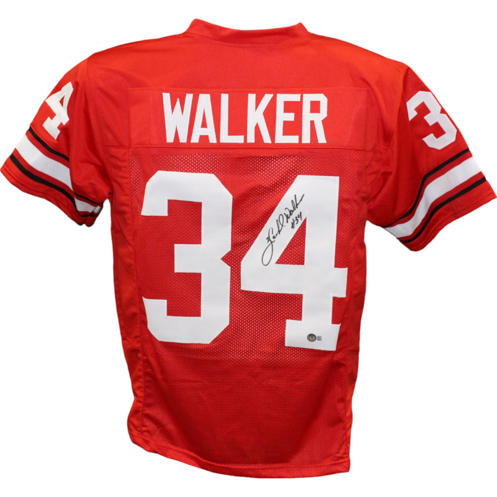 Hershel Walker Autographed/Signed College Style Red Jersey Beckett ...