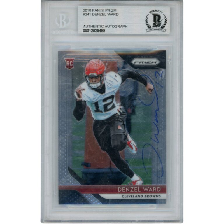 Denzel Ward Autographed/Signed 2018 Prizm Trading Card Slab Beckett ...