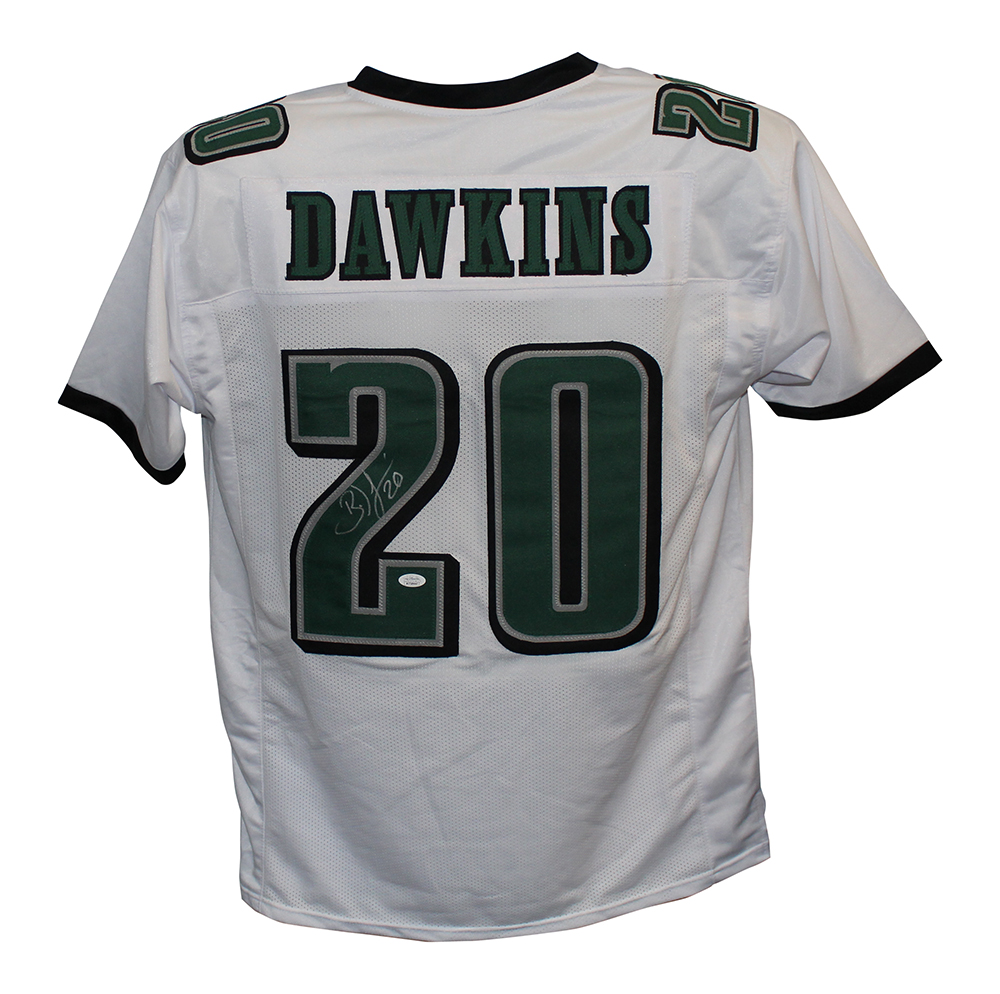 Brian Dawkins Autographed/Signed Pro Style White XL Jersey JSA 29537 ...